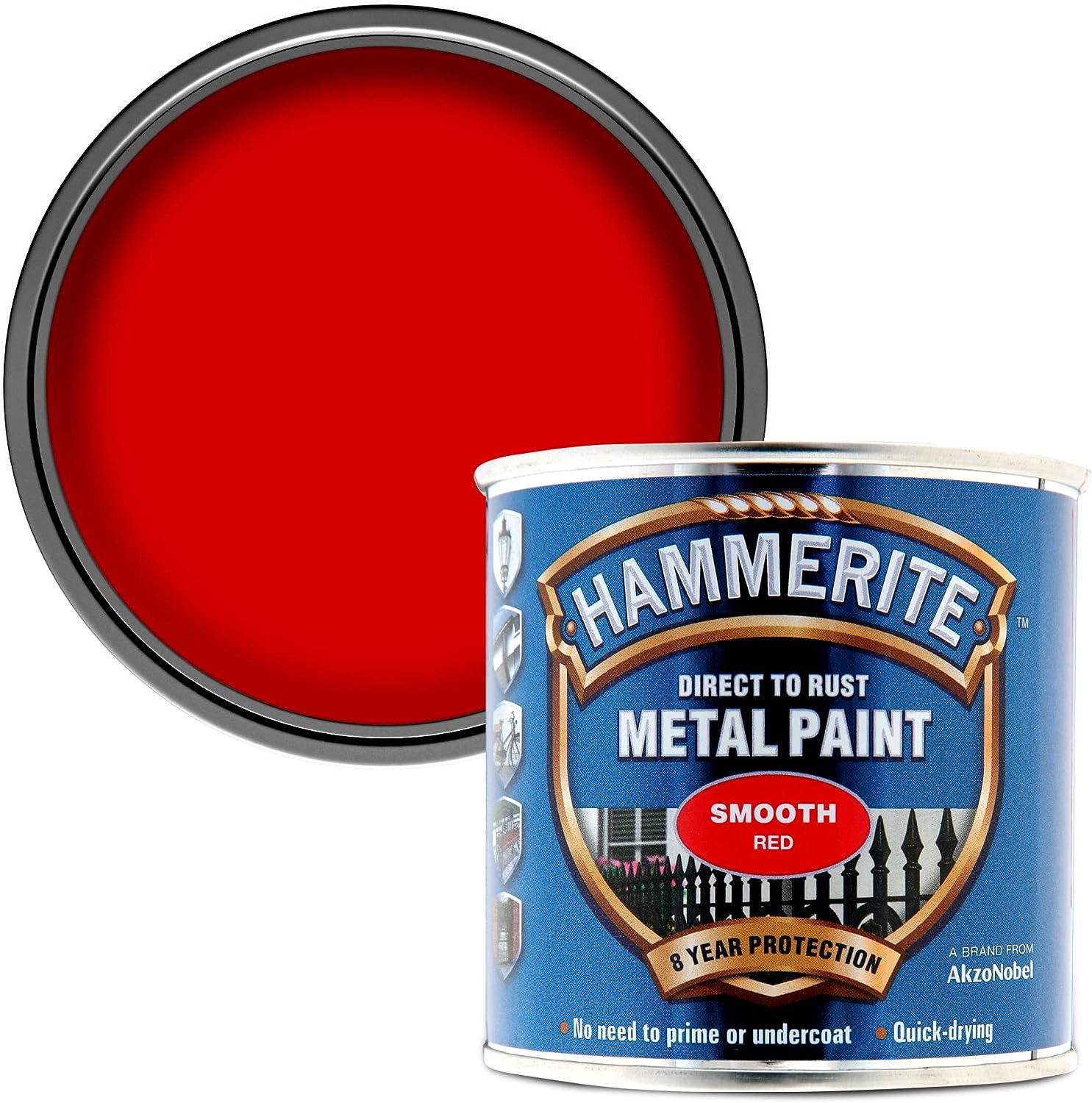 Hammerite Direct to Rust Metal Paint - Smooth Red Finish 250ML ...