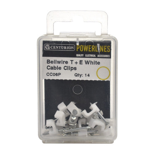 White Bellwire T+E Cable Clips (pack of 14) – HeadcornHardware