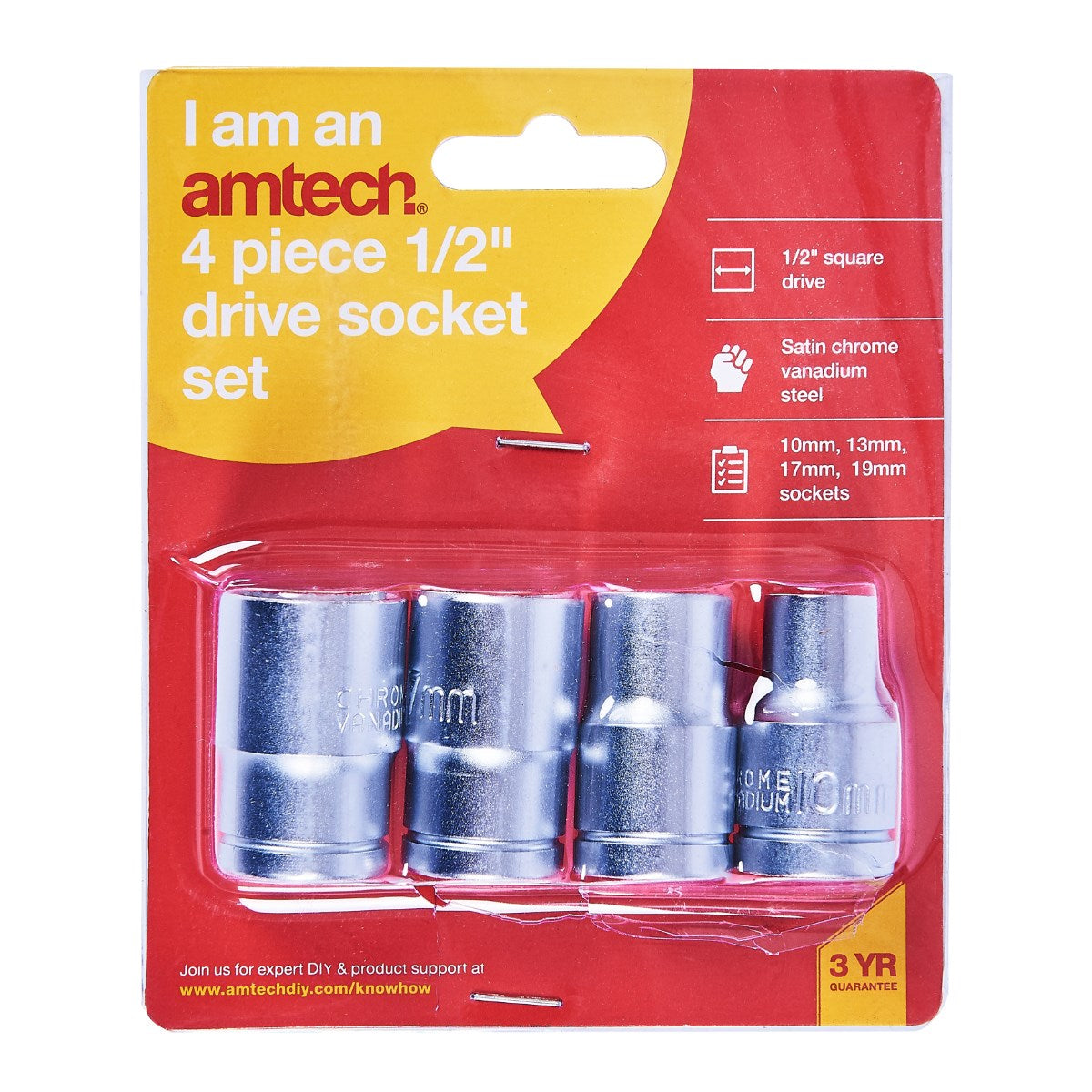 Amtech - 4 Piece 1/2" Drive Socket Set – HeadcornHardware