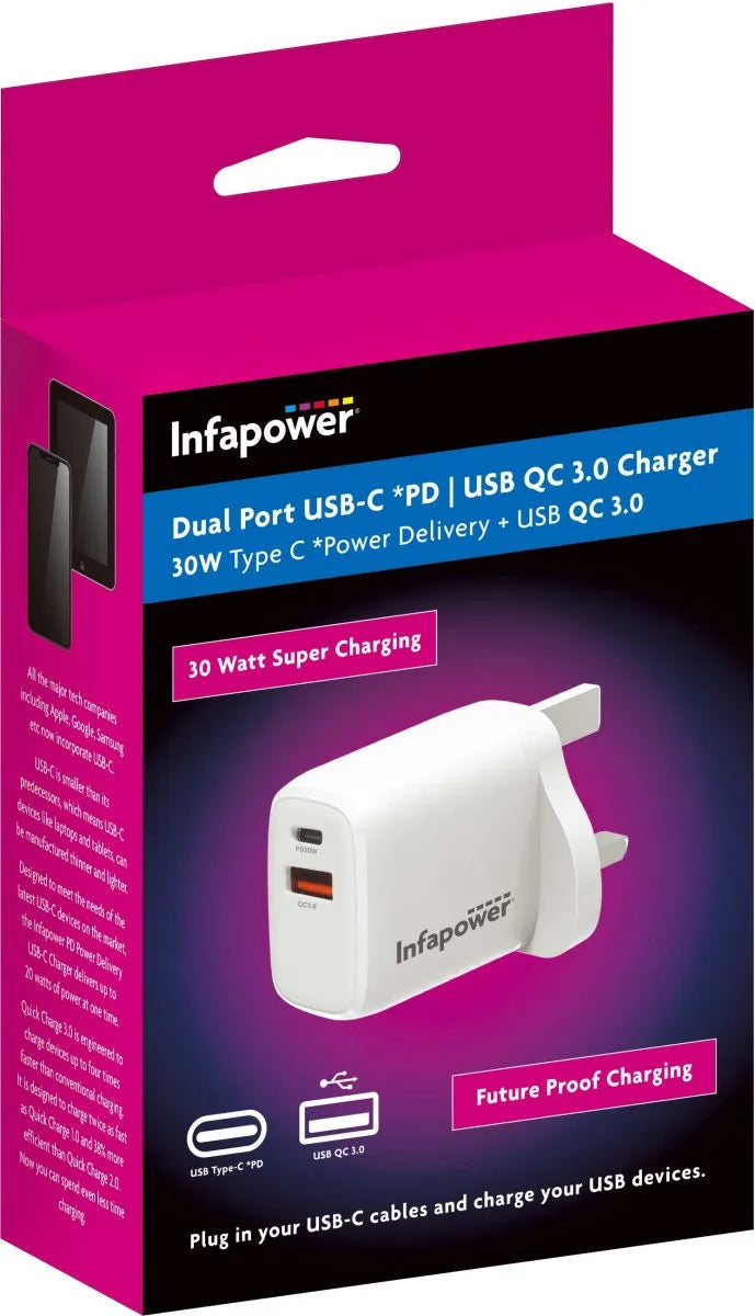 Infrapower Dual Port USB-C USB 30W Charger – HeadcornHardware